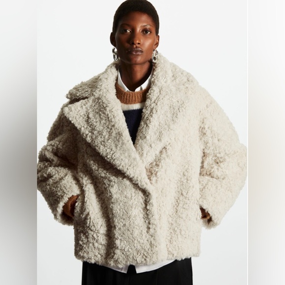 COS | Jackets & Coats | New 225 Cos Oversized Faux Shearling Coat Beige ...